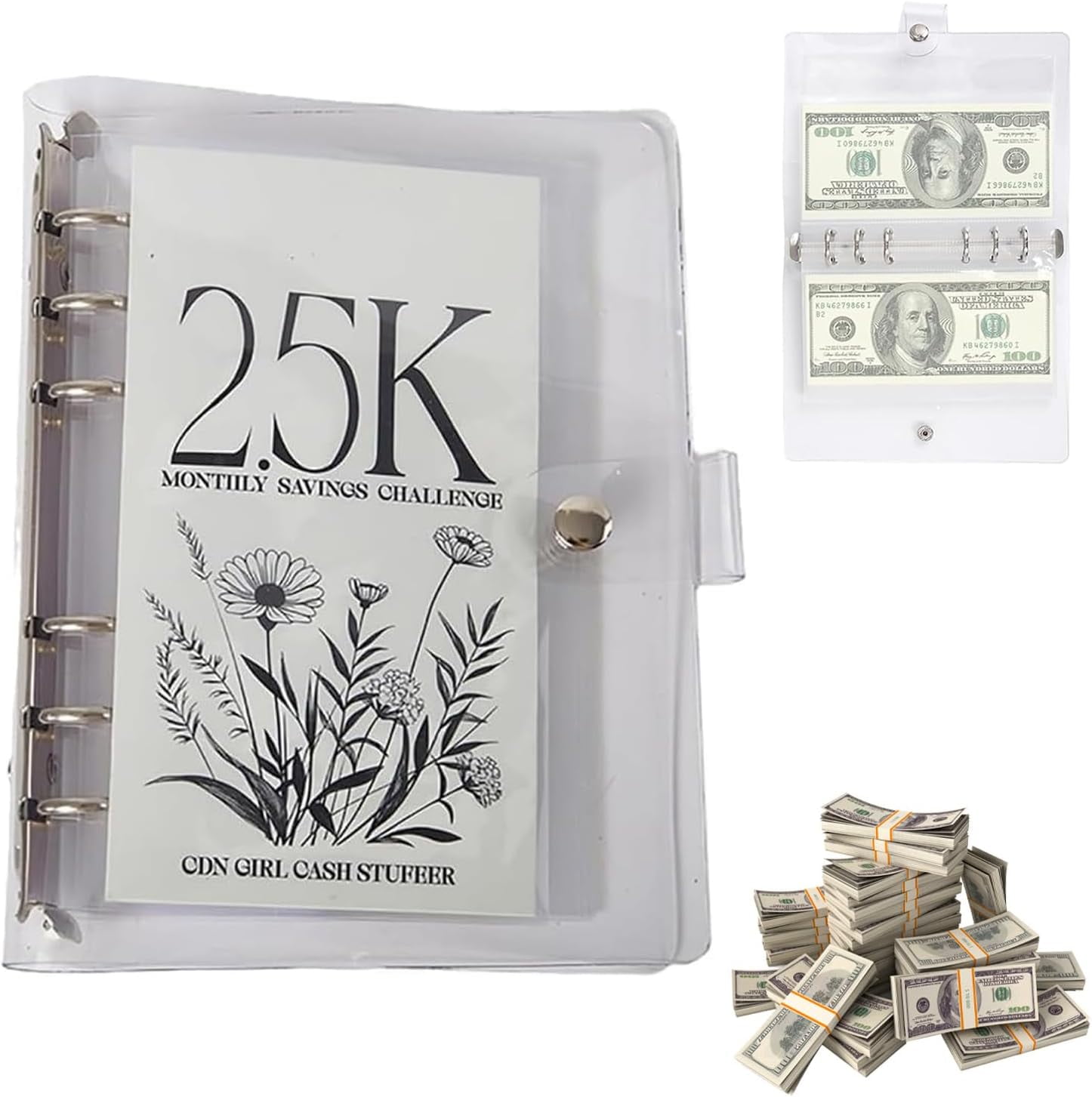 12-Month Envelopes Money Saving Challenge Binder, Budget Binder with ...