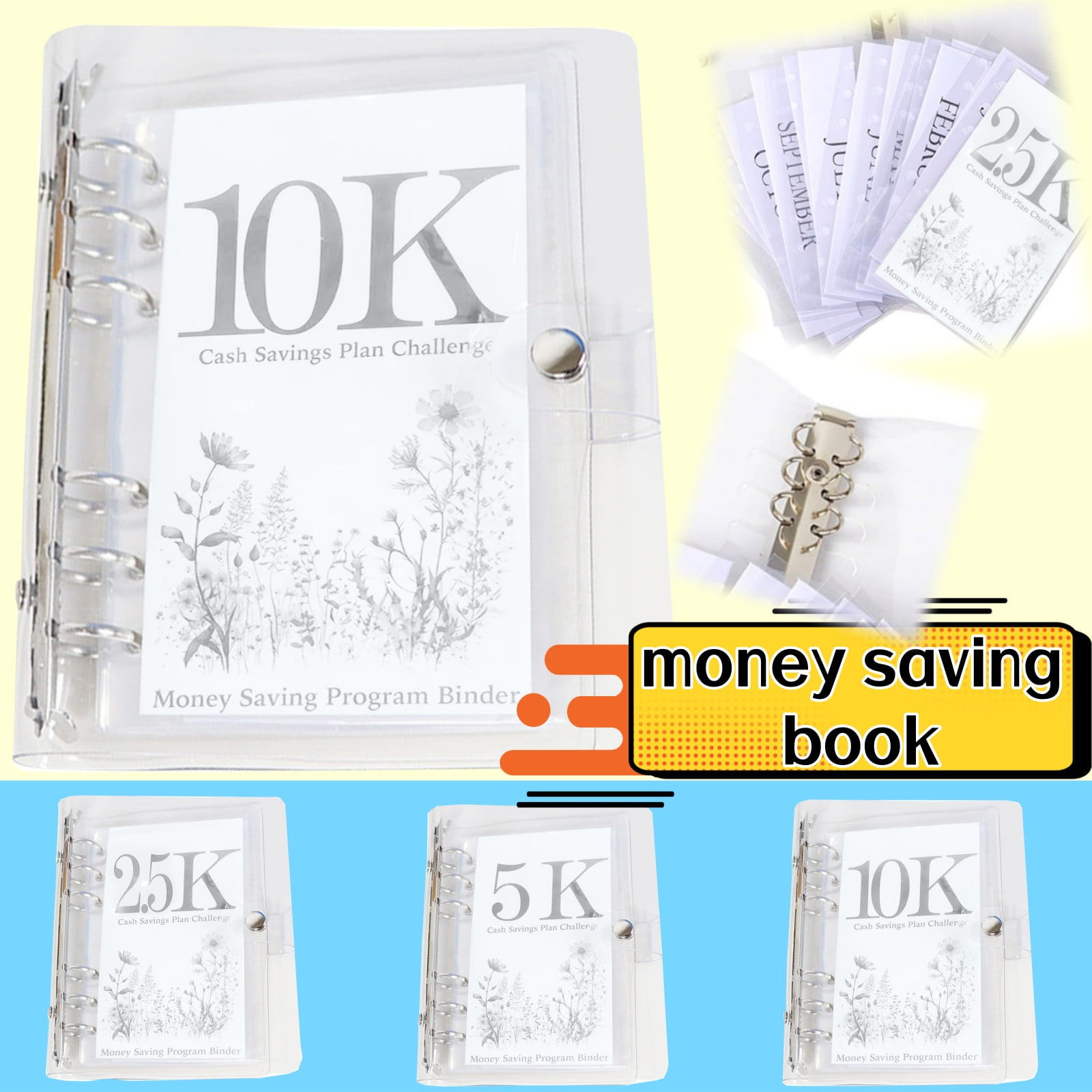 12-Month Envelopes Money Saving Challenge Binder, Monthly Savings ...