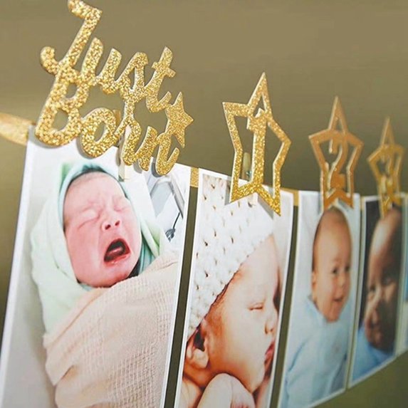 12 Months Photo Frame Banner First Happy Birthday Party Decorations ...