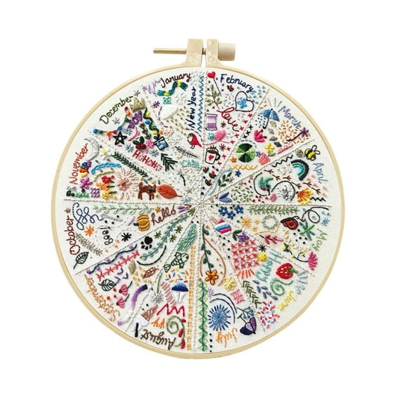 12 Months Themed Embroidered Calendar DIY Gift Kit - 365 Days of ...