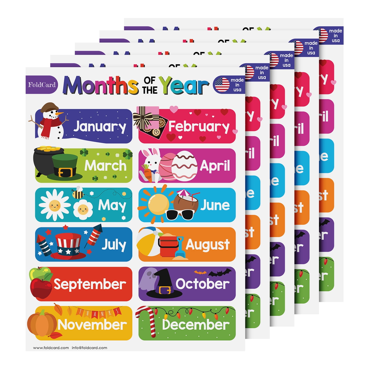 12 Months of the Year Chart for Preschool to Grade 1 Kids – Colorful ...