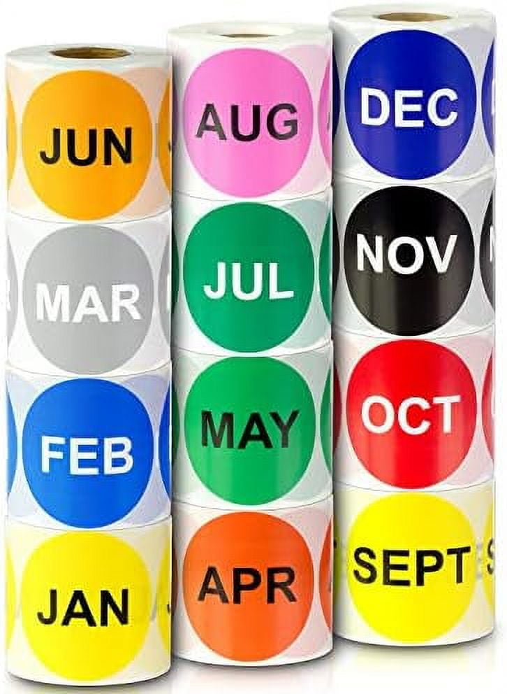 12 Months of Year Labels Color Coding Dot Round Self Adhesive Stickers ...