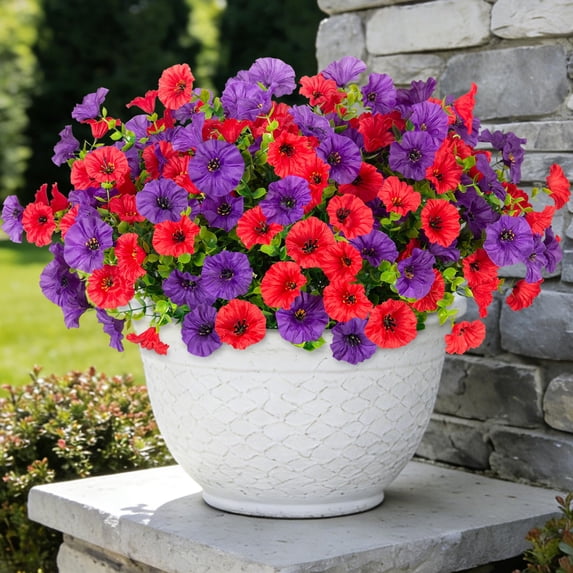 12 Morning Glory Artificial Flowers For Outdoor Decoration Uv Resistant ...