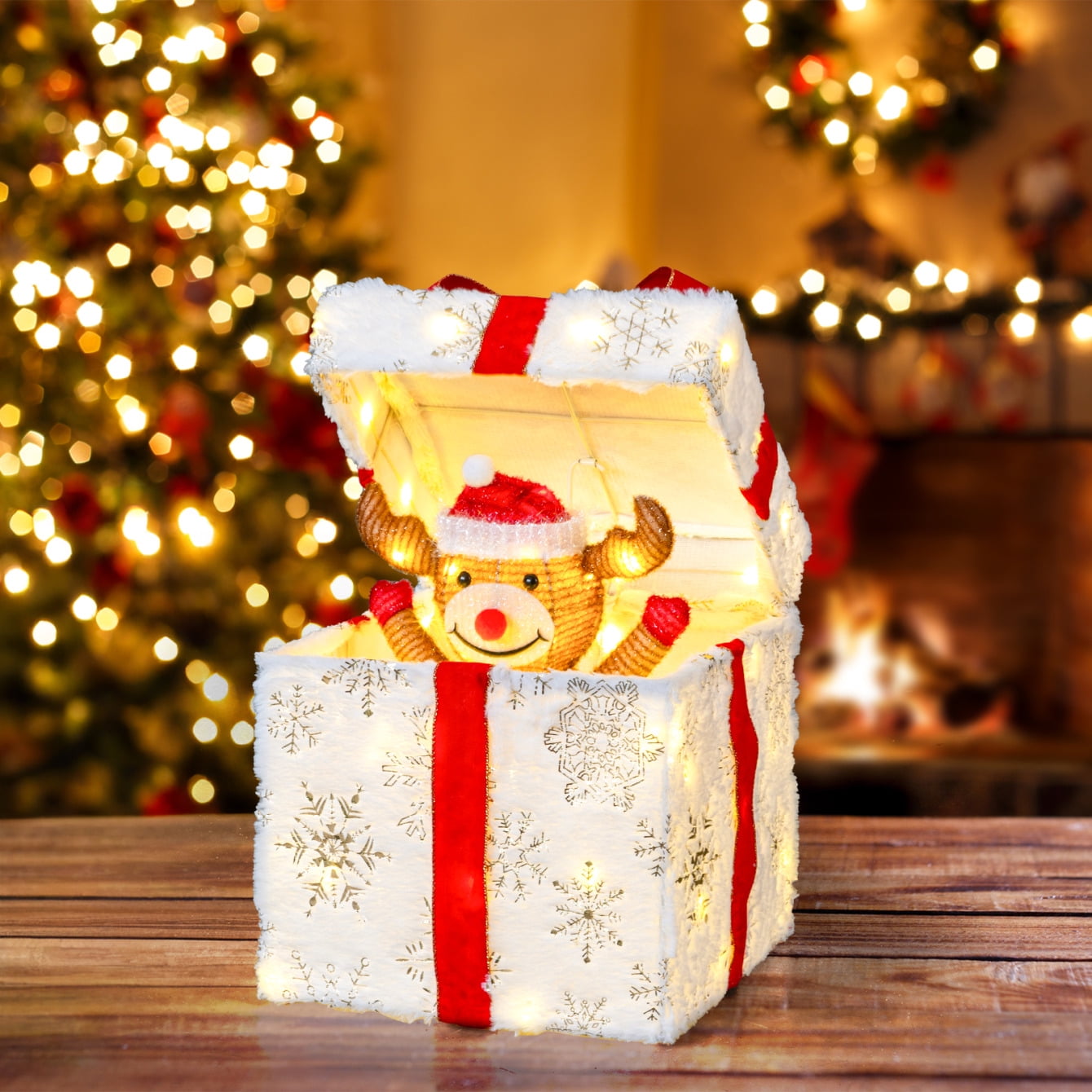 12 in Motorized Pop up Gift Box with Santa,Christmas Decorations ...