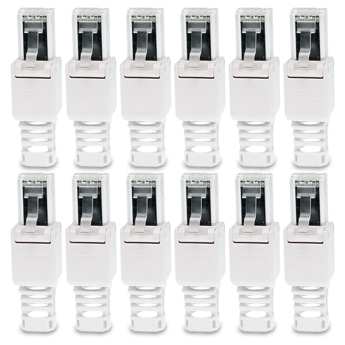 12 Network Plugs, Tool- CAT6A RJ45 LAN UTP Cable Plug Without Tools ...
