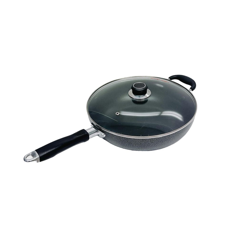 12" Nonstick Wok Pan With Lid Deep Frying Pan W/ Handle,Skillet ...