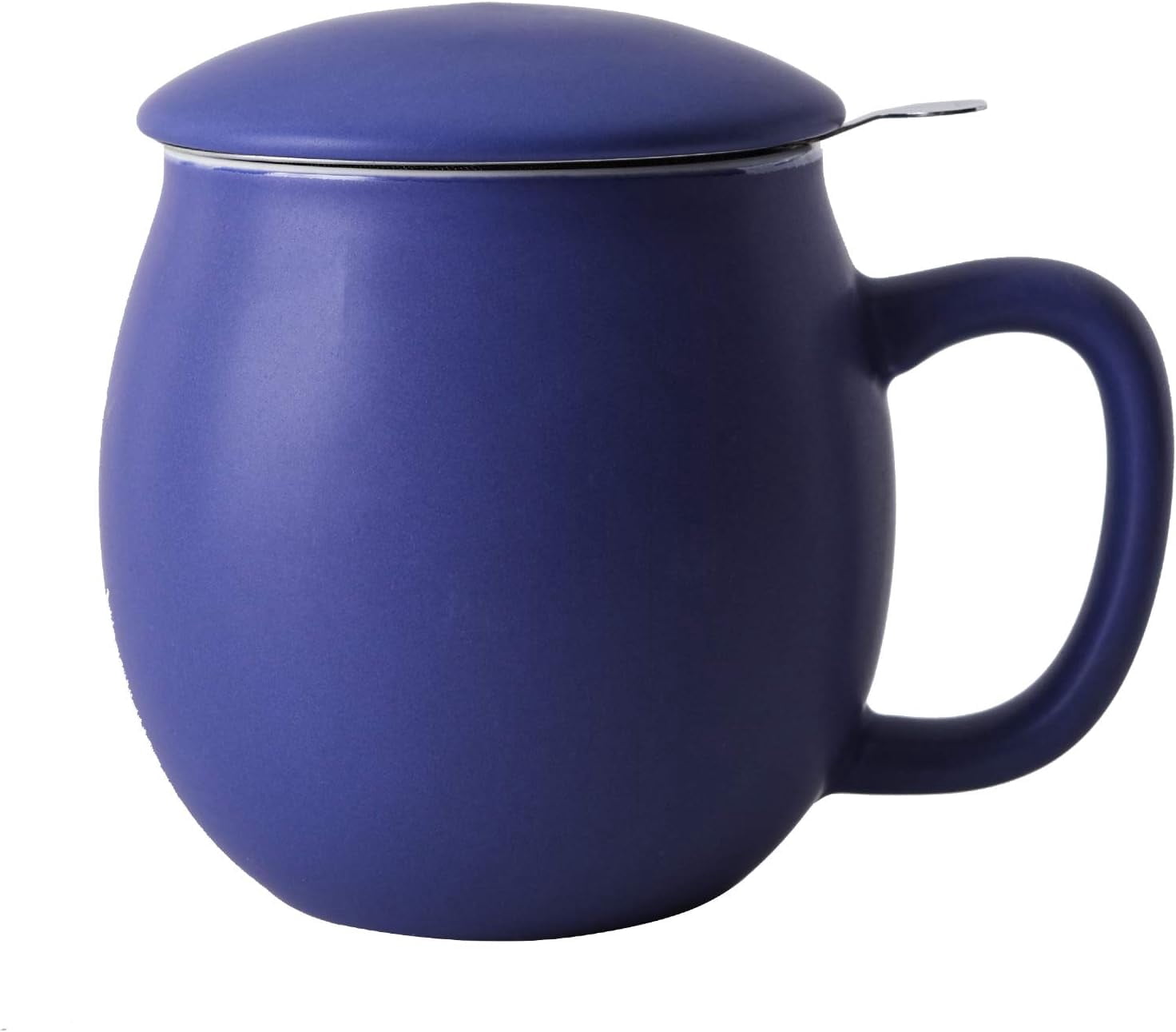 12 OZ Matte Deep Purple Ceramics Teacup with Infuser and Lid, Mug with ...