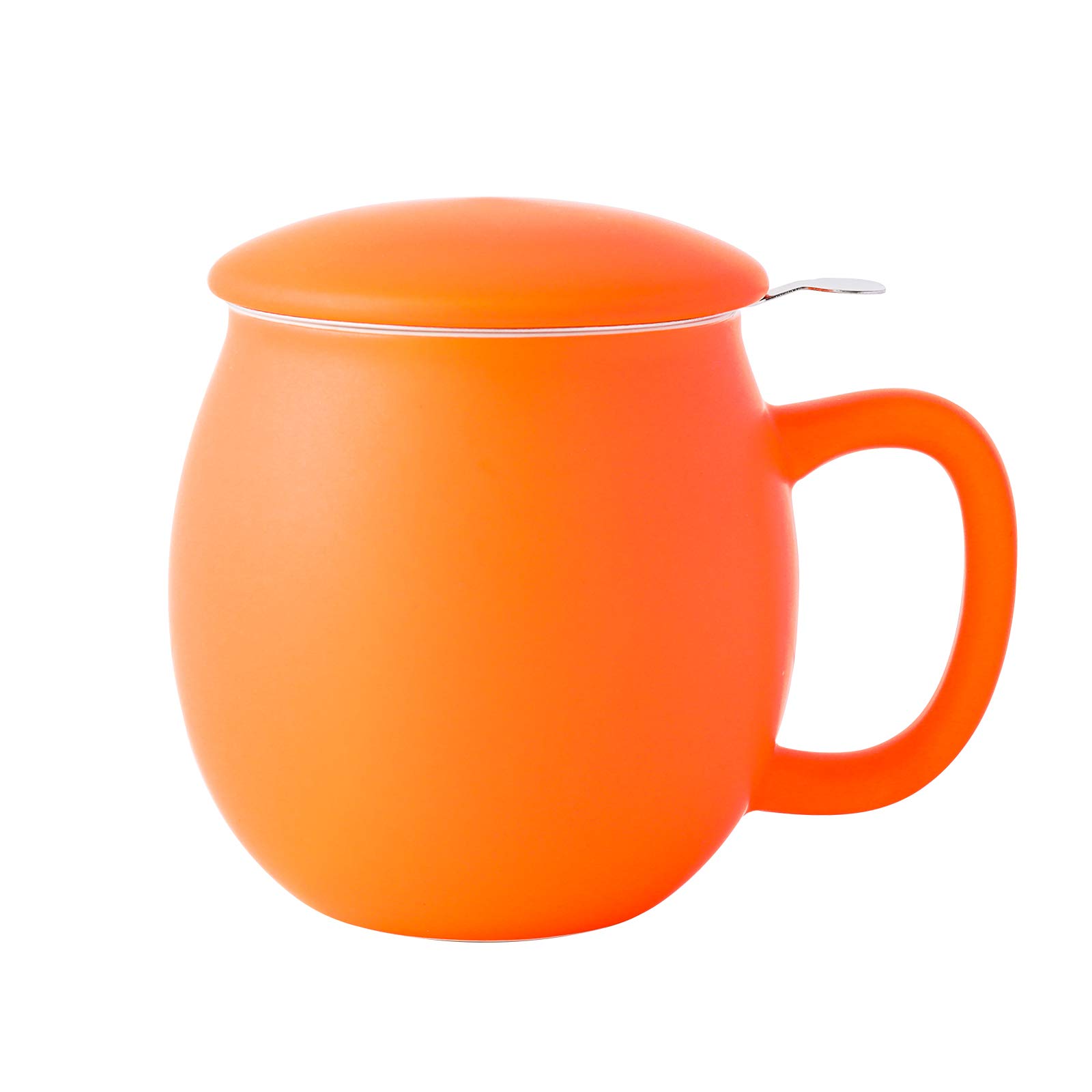 12 OZ Matte Purple Ceramics Teacup with Infuser and Lid, Mug with Lid ...
