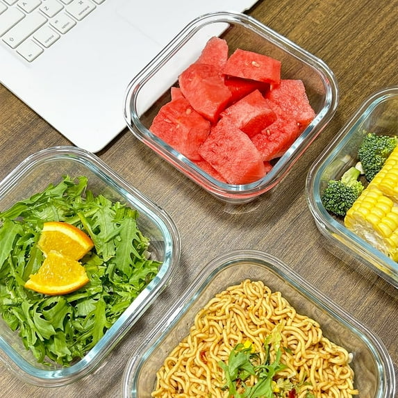 12 OZ Round Glass Food Containers With Lids, 1.5 Cup Small Glass ...