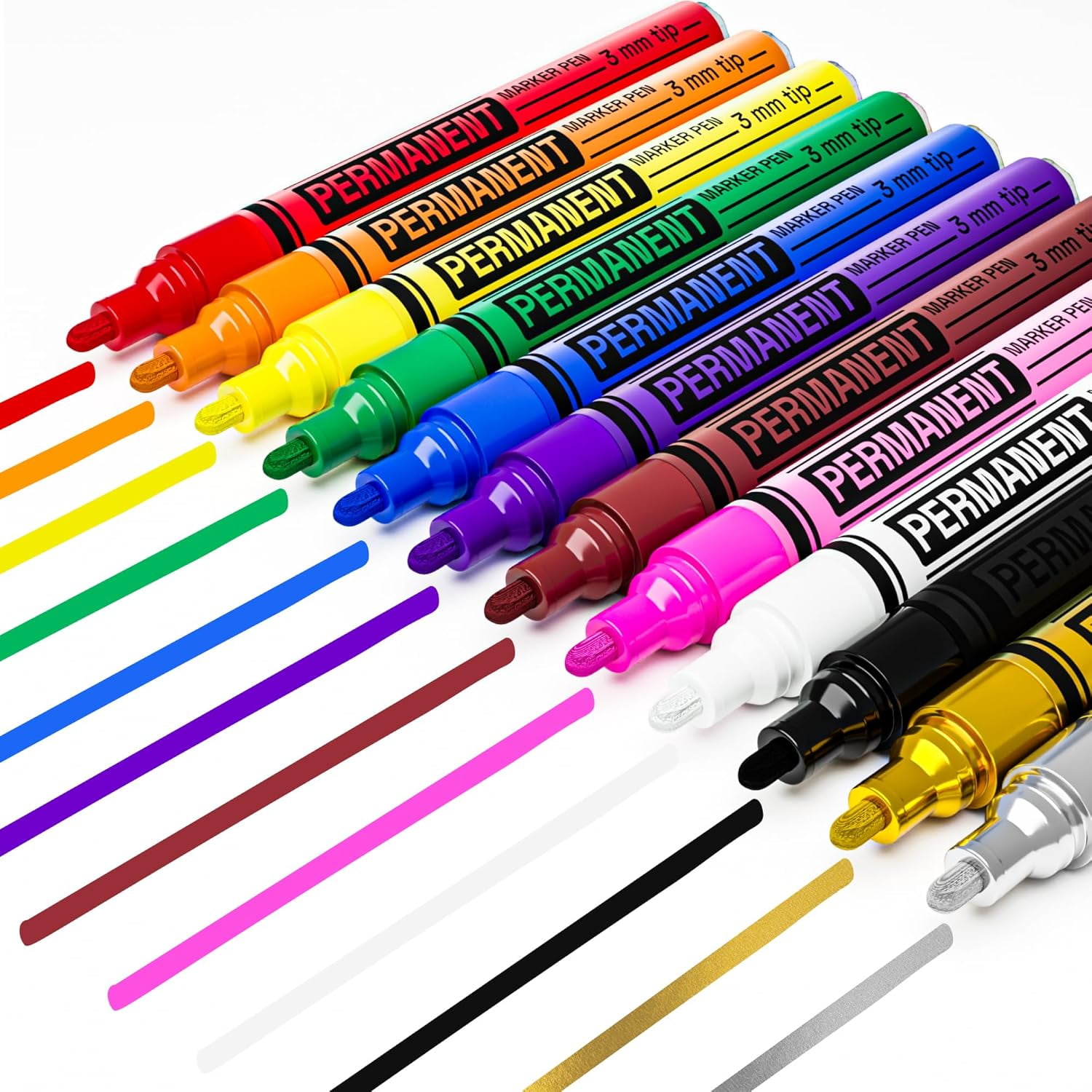 12 Oil-Based Permanent Markers - Medium Tip Markers for , , Rock ...