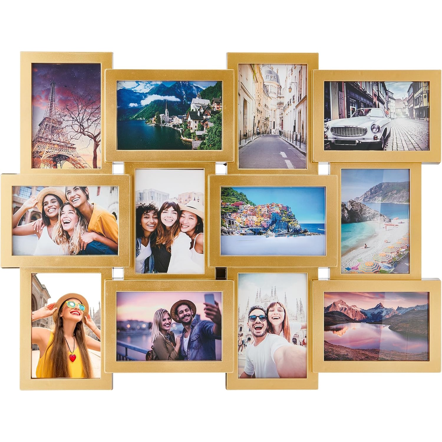 12 Opening Collage Frame, Displays 4x6 and Six 6x4 Inch Photos, Gold ...