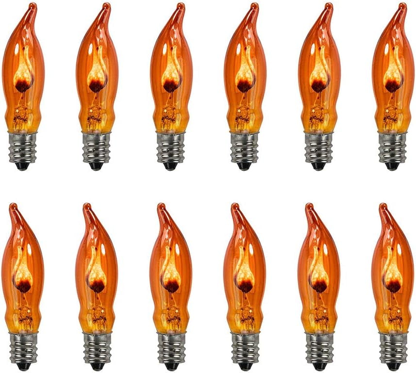 12 Orange Halloween Flickering Flame Light Bulbs, E12 Candelabra Base ...