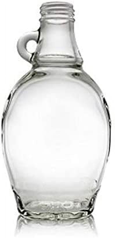 12 Ounce Glass Maple Syrup Bottles with Loop Handle & Black Plastic ...