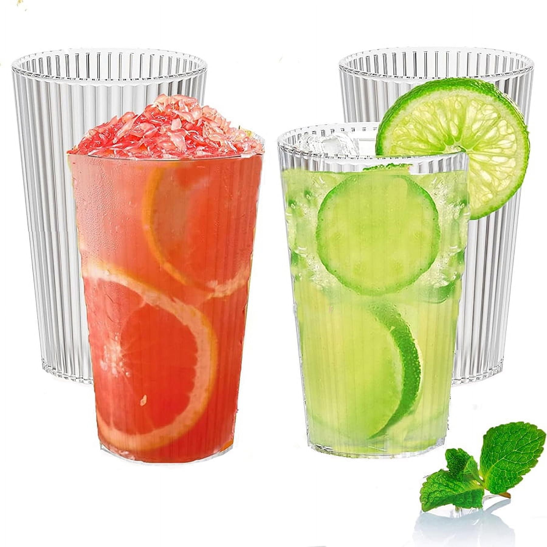 12-Ounce Plastic Tumblers (Set of 4), Clear Plastic Kids Cups,Plastic ...