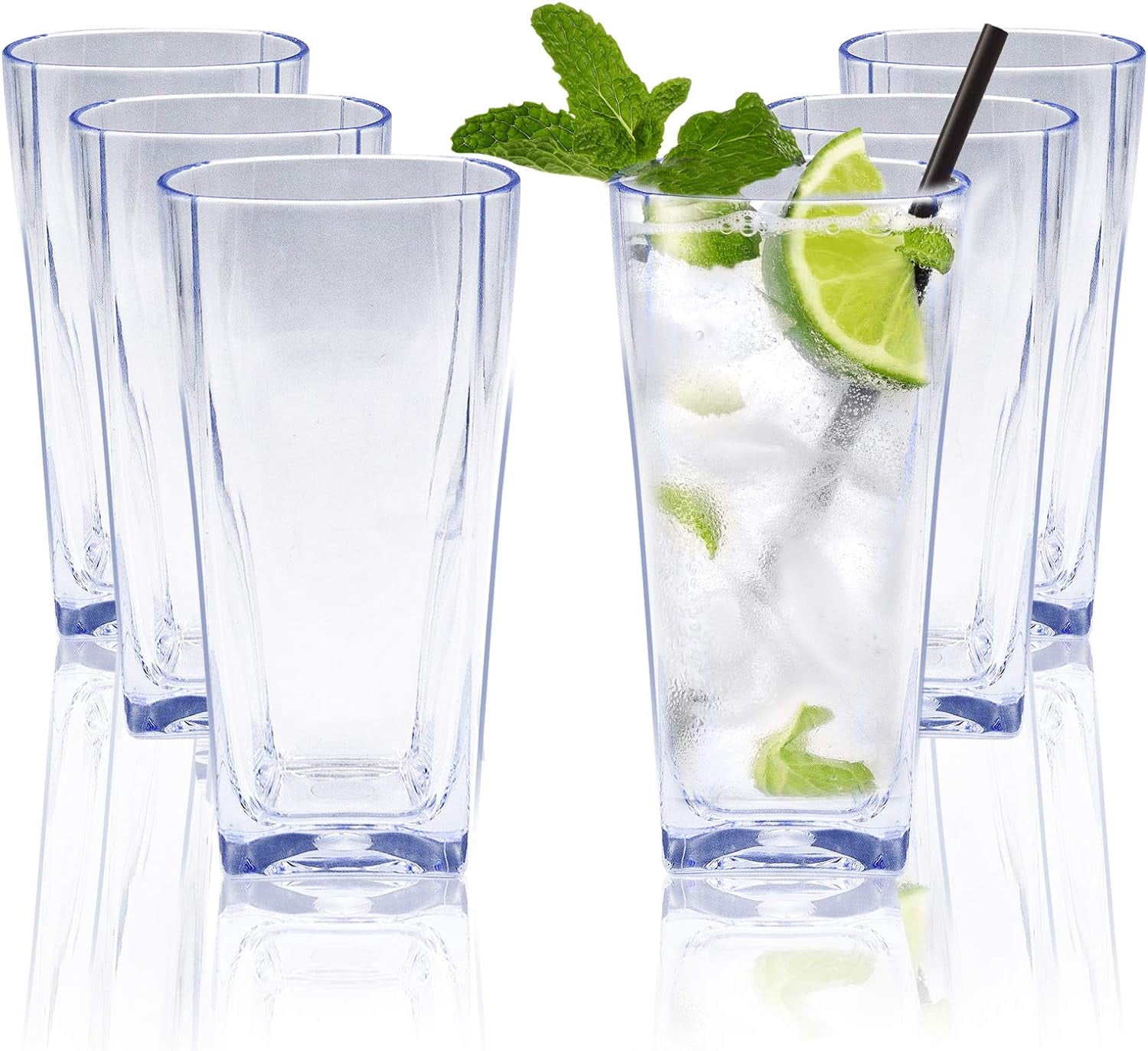 12-Ounce Reusable Plastic Water Tumblers, Clear Shatterproof Drinking ...