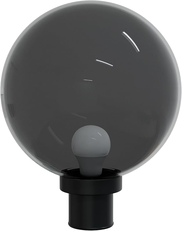 12" Outdoor Light Post Globe Combo, Fits 3" Posts - Smoke Acrylic Lamp ...