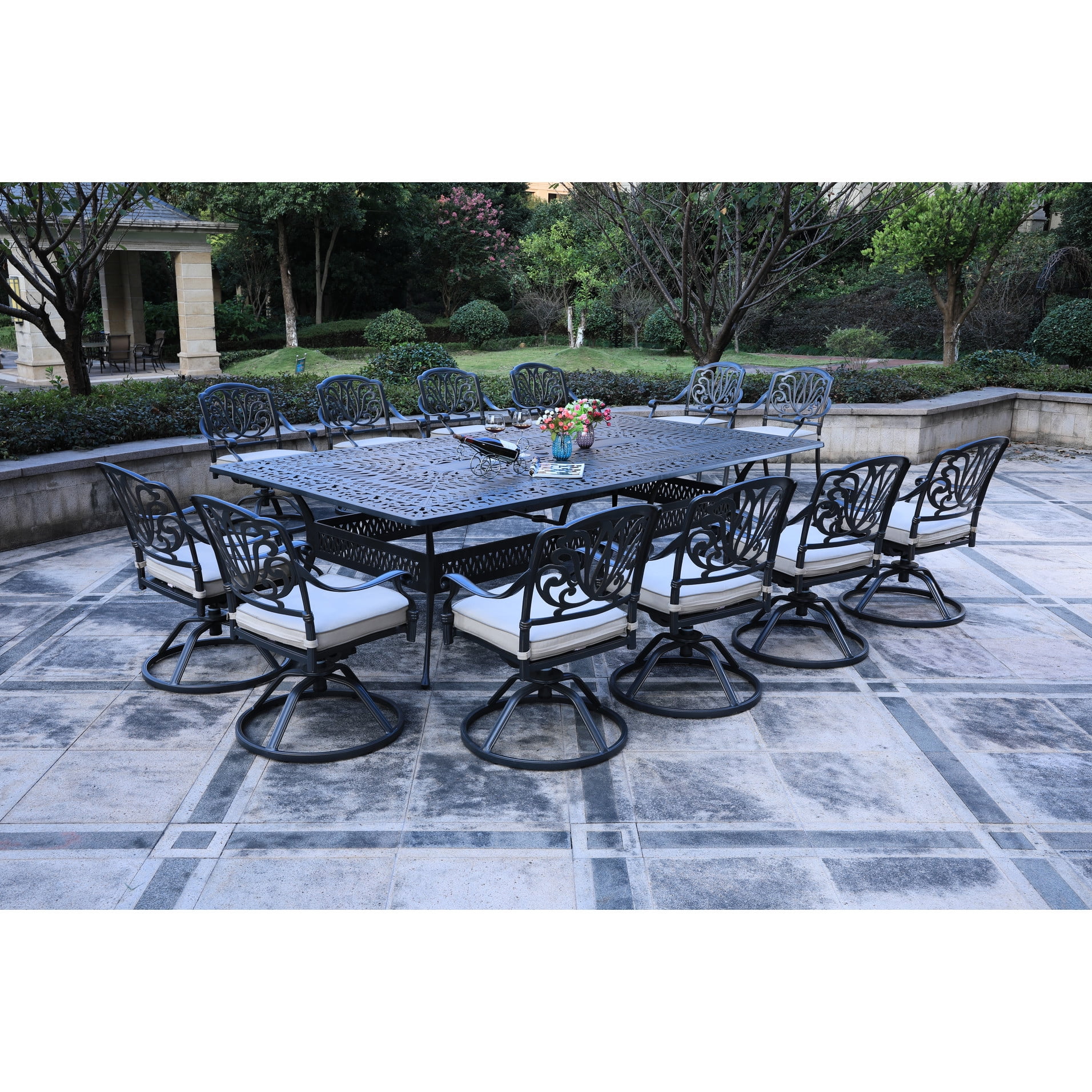 12 Outdoor Meal With Swivel Rocker Chairs - Weather , Grey And , 104.89 ...
