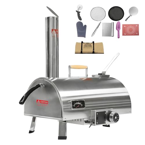 12" Outdoor Pizza Oven, Portable Pellet Pizza Oven with 360° Auto ...