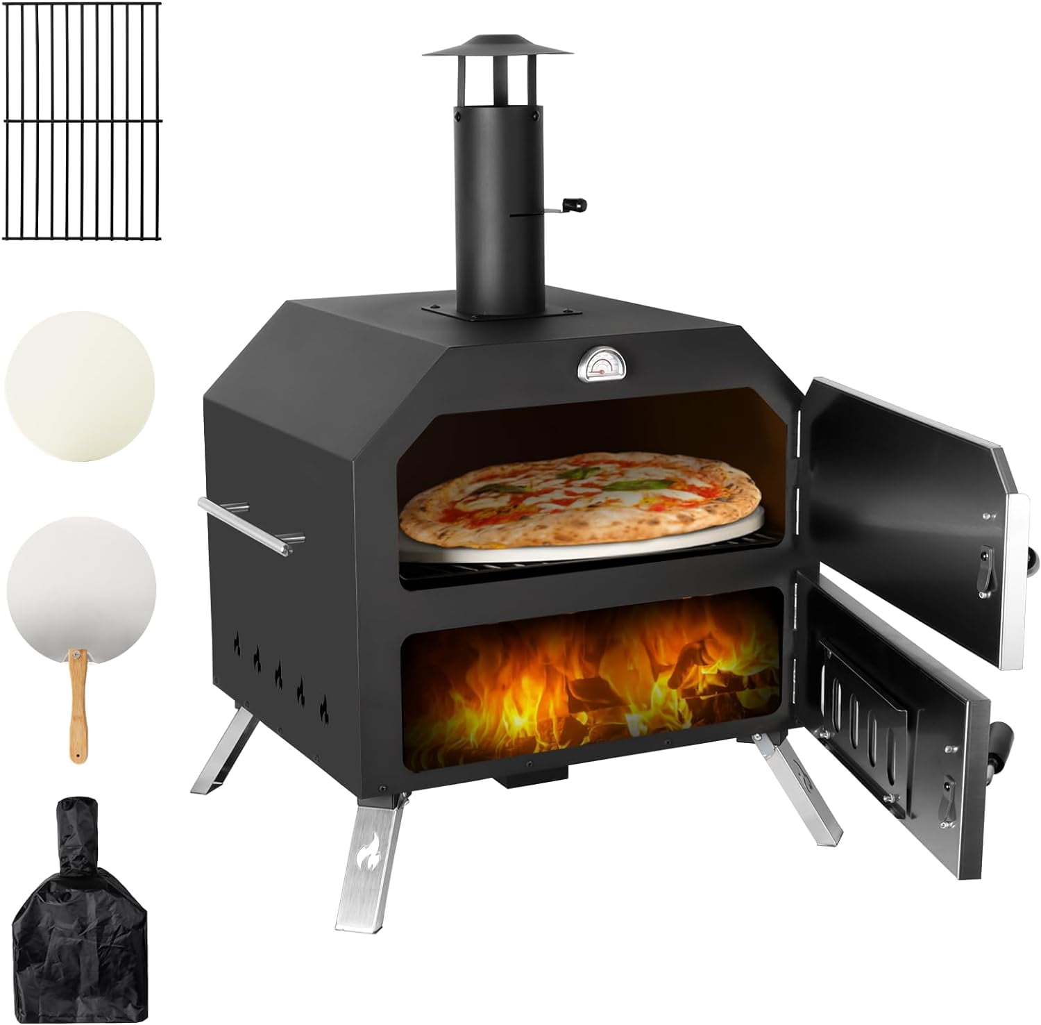 12’’ Outdoor Pizza Oven Wood Fired Pizza Oven Portable Patio Ovens ...