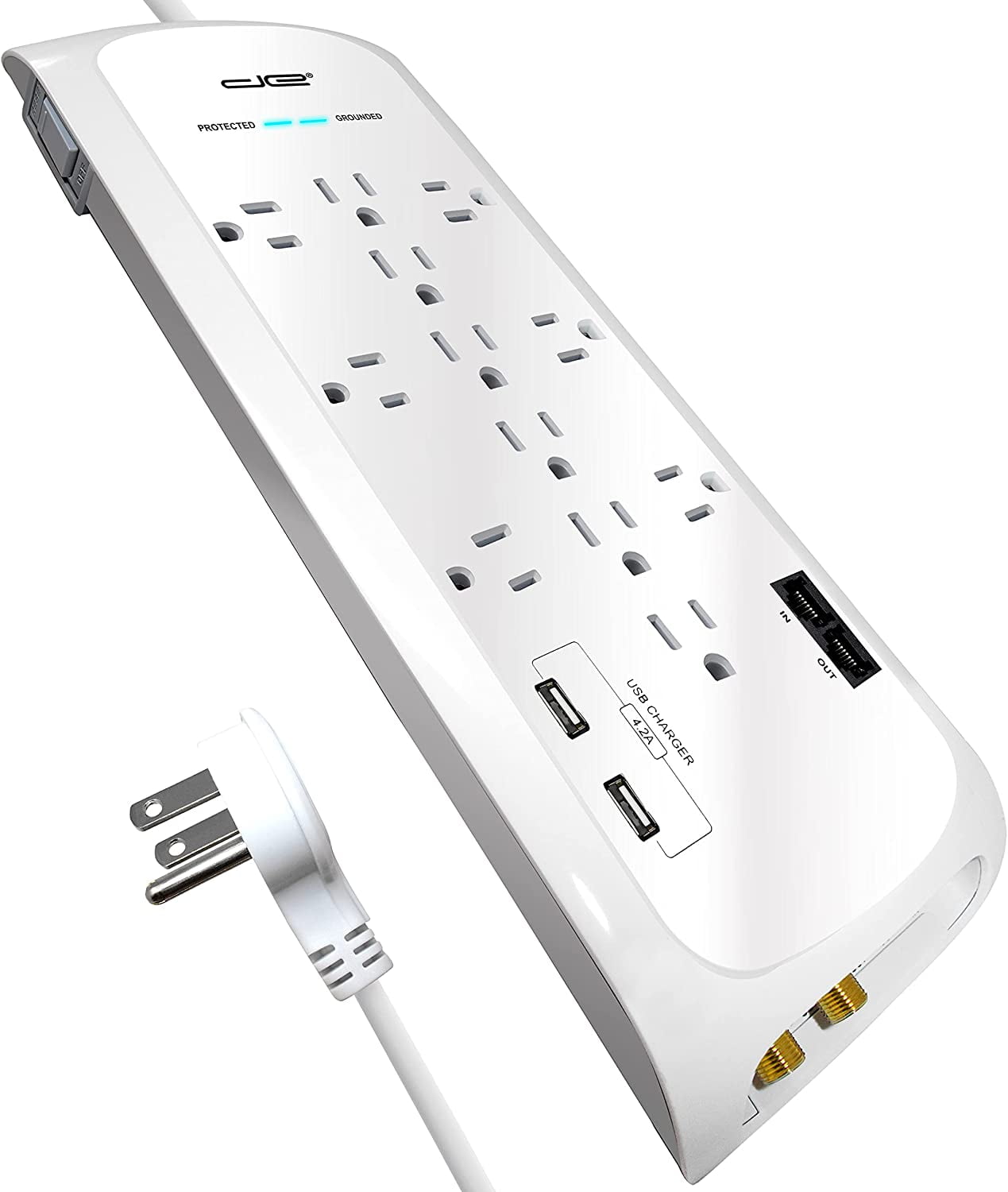 12 Outlet 25-Ft 4200 Joules Surge Protector Power Strip with 2 USB (4 ...