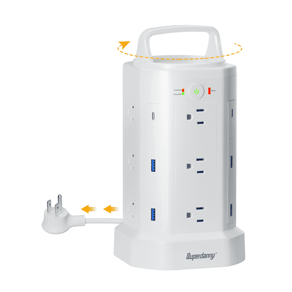 Extension Cord with Multiple Outlets, Surge Protector Power Strip Tower ...