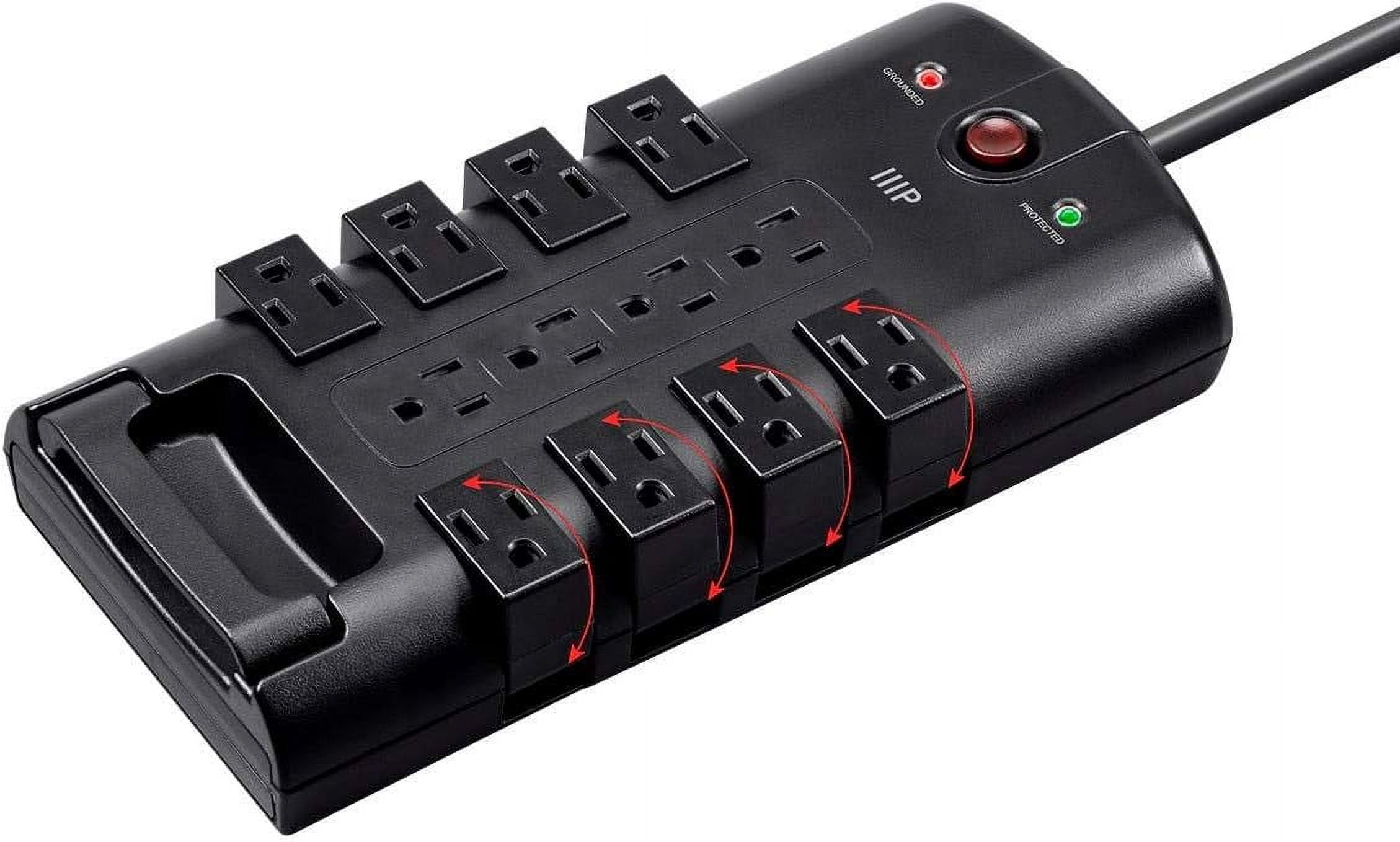 12 Outlet Rotating Power Strip Surge Protector Block -10 Feet Heavy ...