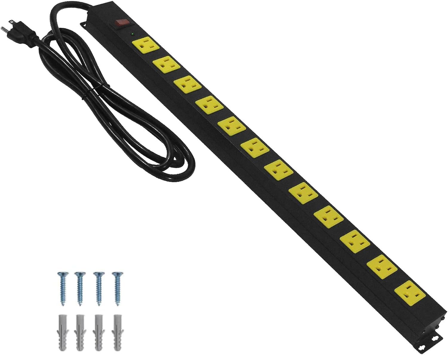 12 Outlet Wall Mount Metal Power Strip,Full Metal Housing Industrial ...