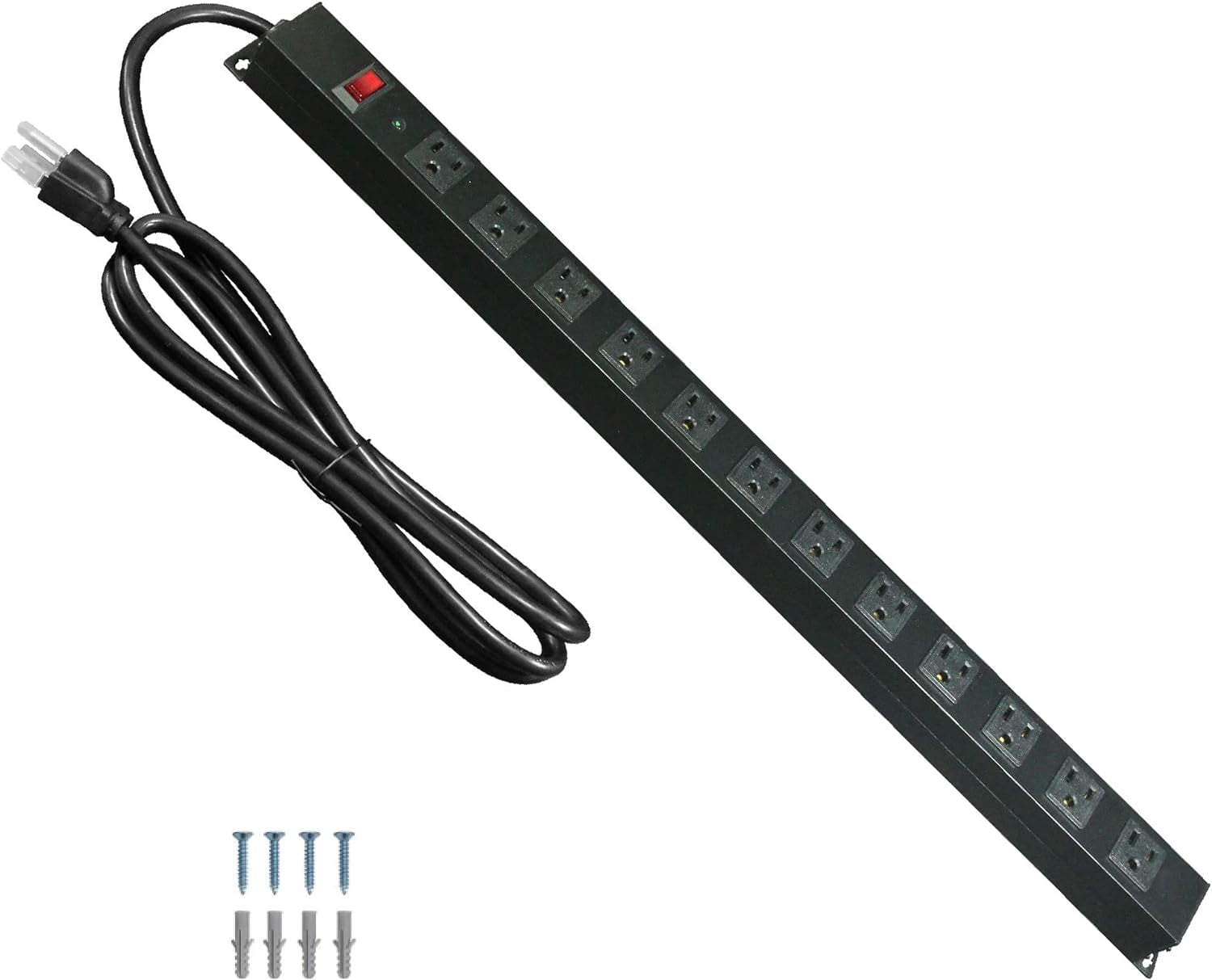 12 Outlet Wall Mount Metal Power Strip,Full Metal Housing Industrial ...