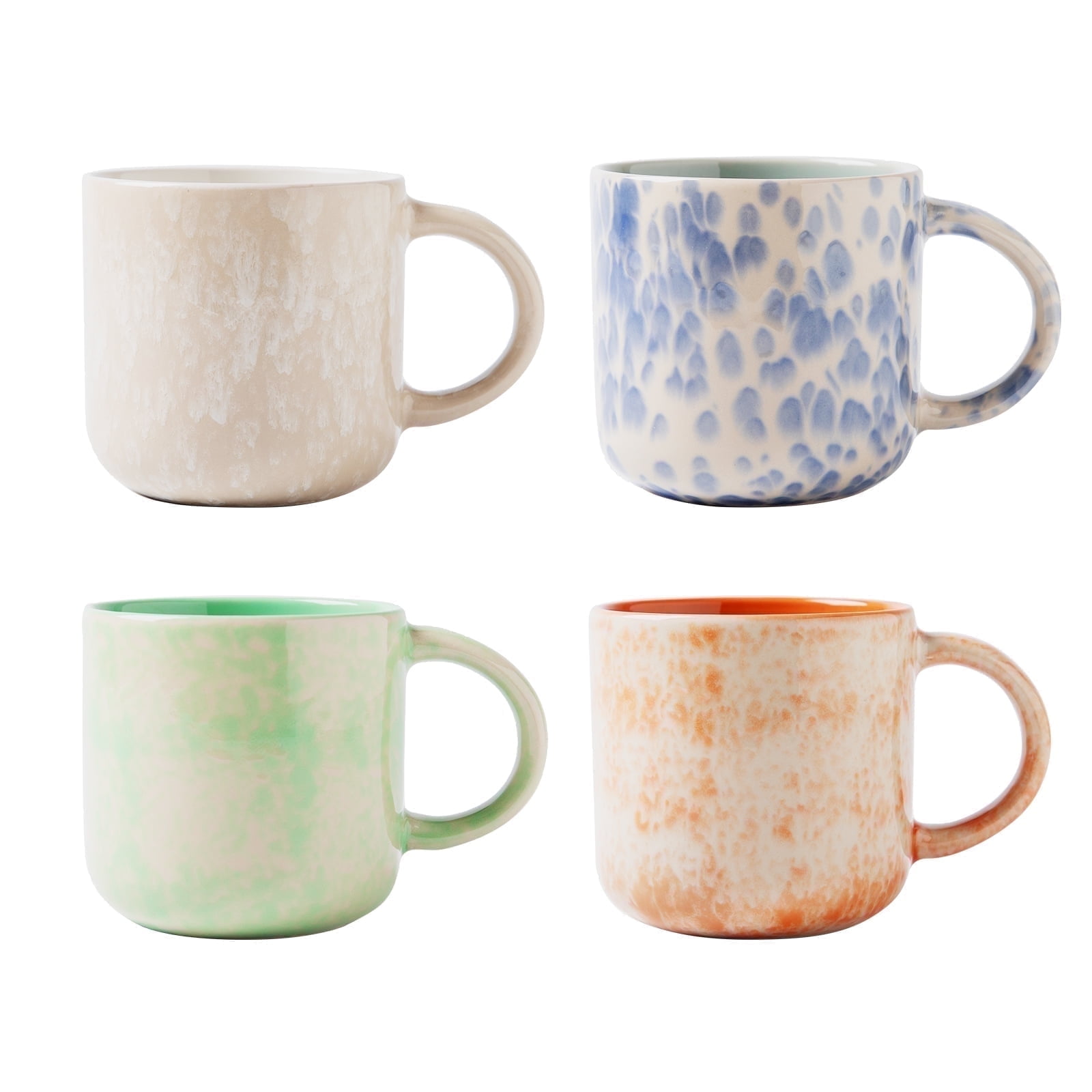 12oz Ceramic Coffee Cups Set of 4, Lead Free, Microwave Safe Coffee Mug ...