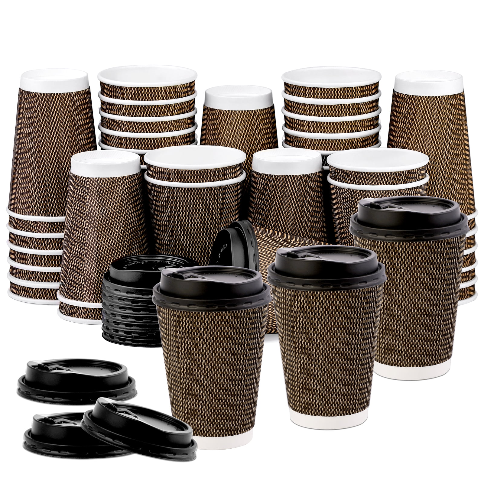 12 Oz Hot To Go Coffee Cups, 40 Pack Disposable Ripple Wall Paper Cup ...