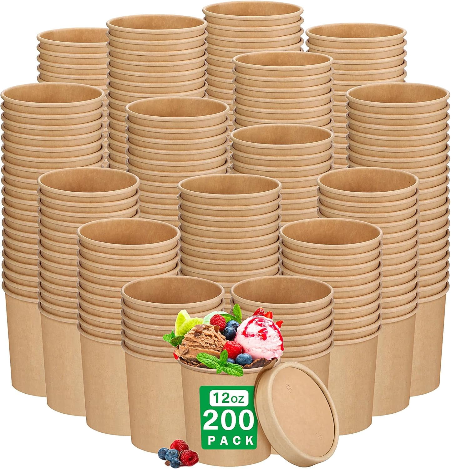 12 Oz Disposable Soup Containers with Lids - Kraft Paper Soup Bowls ...