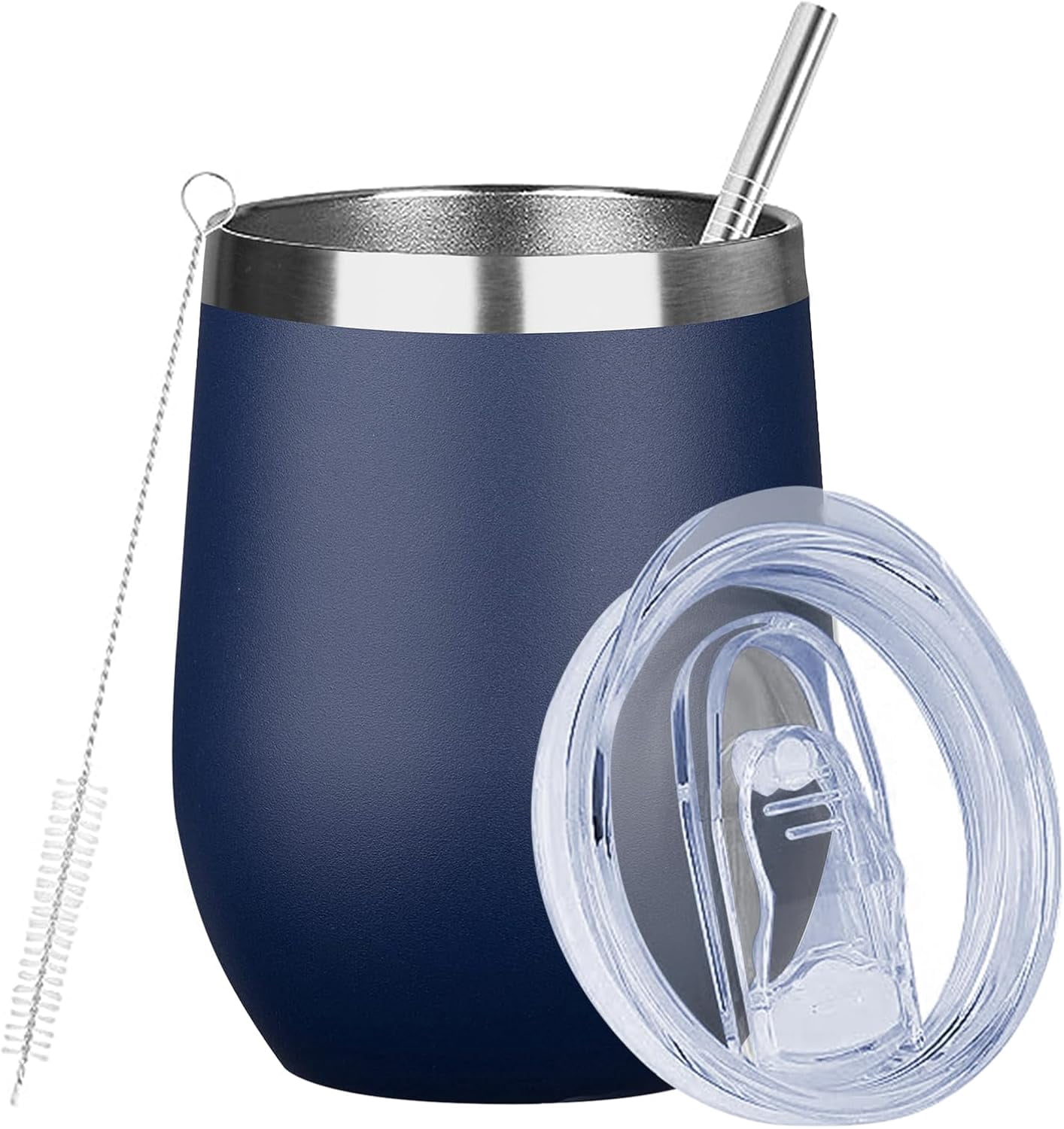 12 Oz Insulated Wine Tumbler with Lid Double Wall Vacuum Stainless ...