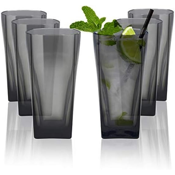 12 Oz Reusable Plastic Water Tumblers - Stackable Shatterproof Clear ...