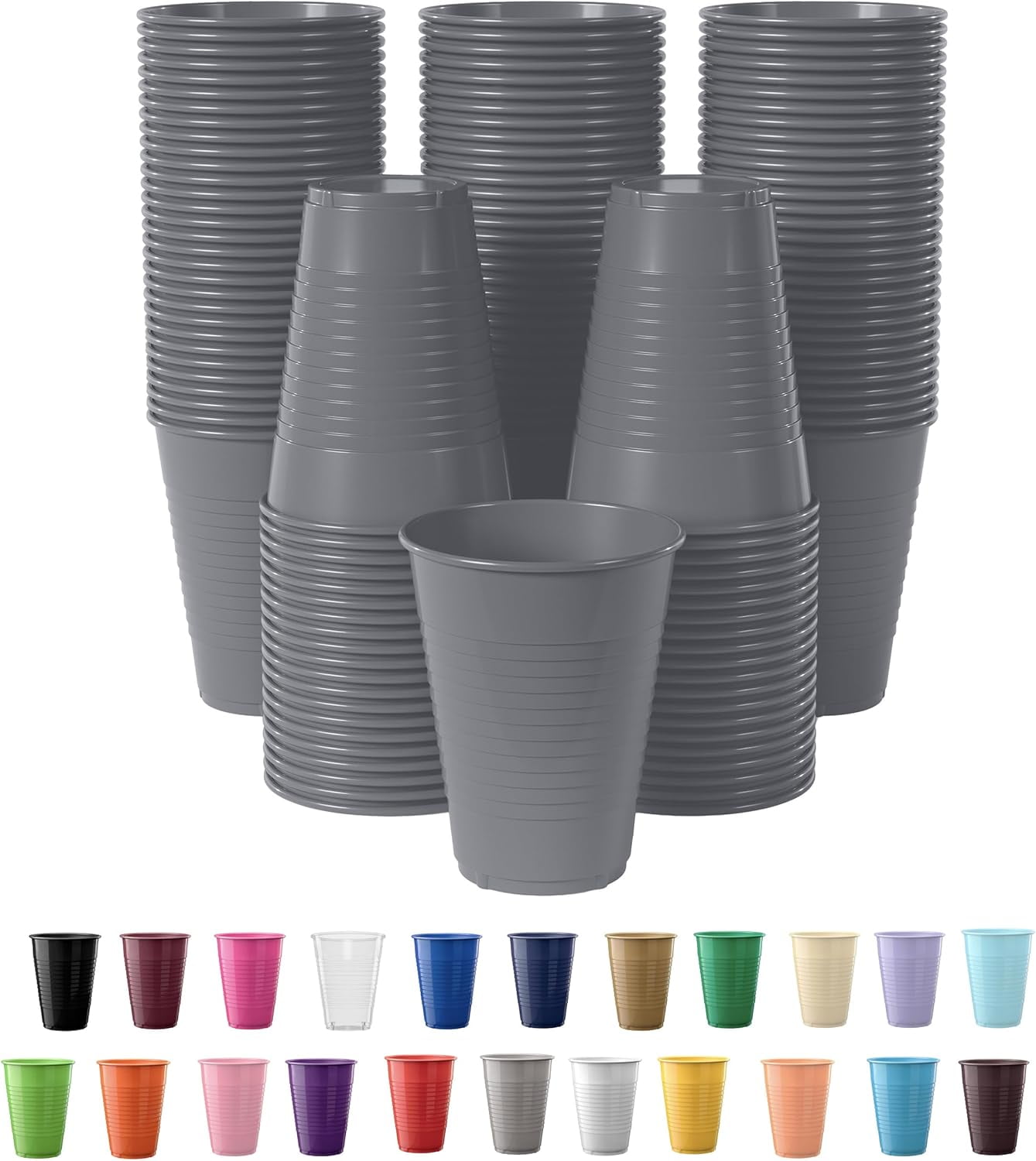 12 Oz Silver Plastic Cups Disposable Drinkware for Parties Events ...