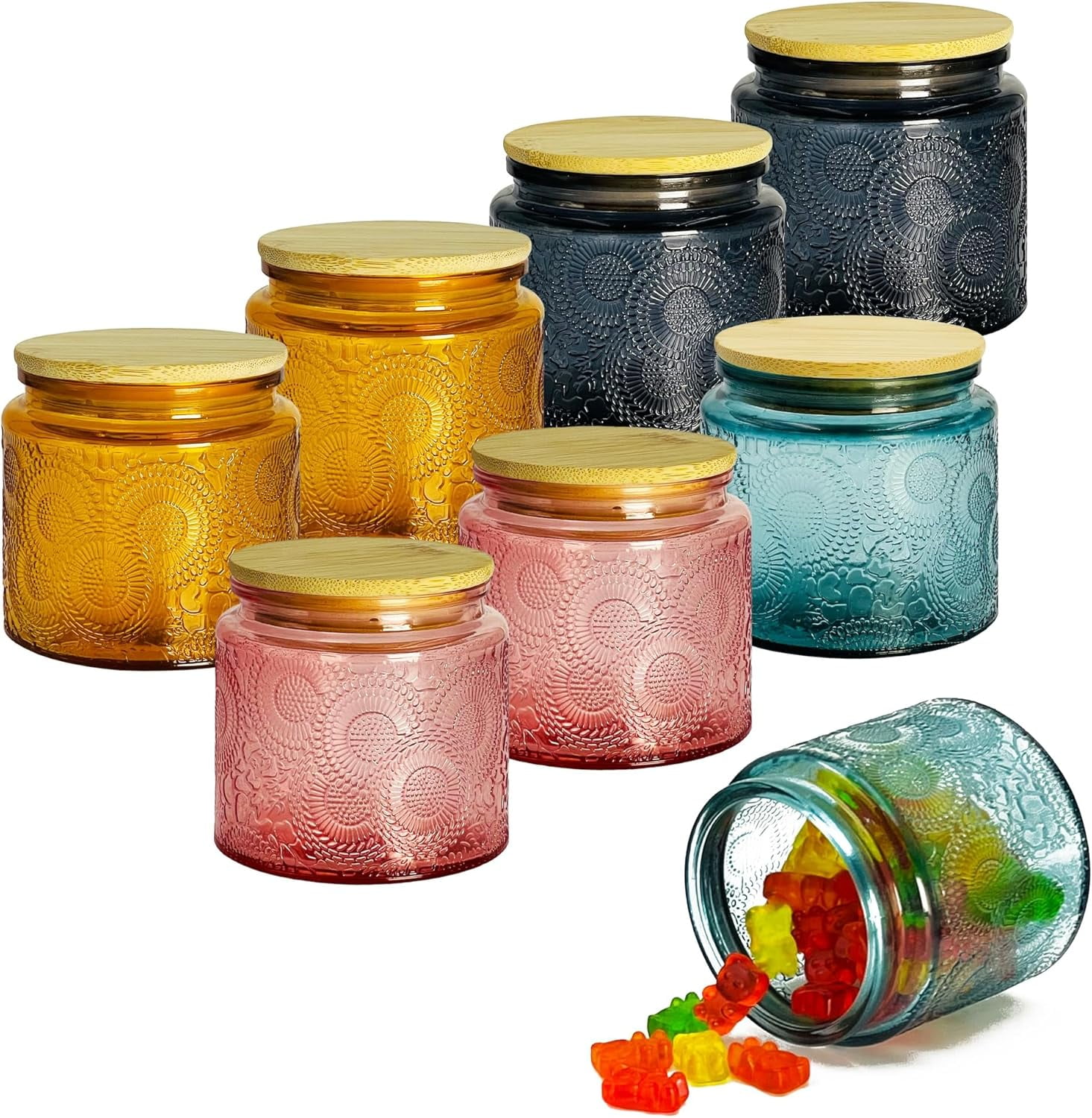 12 Oz Small Vintage Food Storage Canning Jar with Airtight Bamboo Lid ...