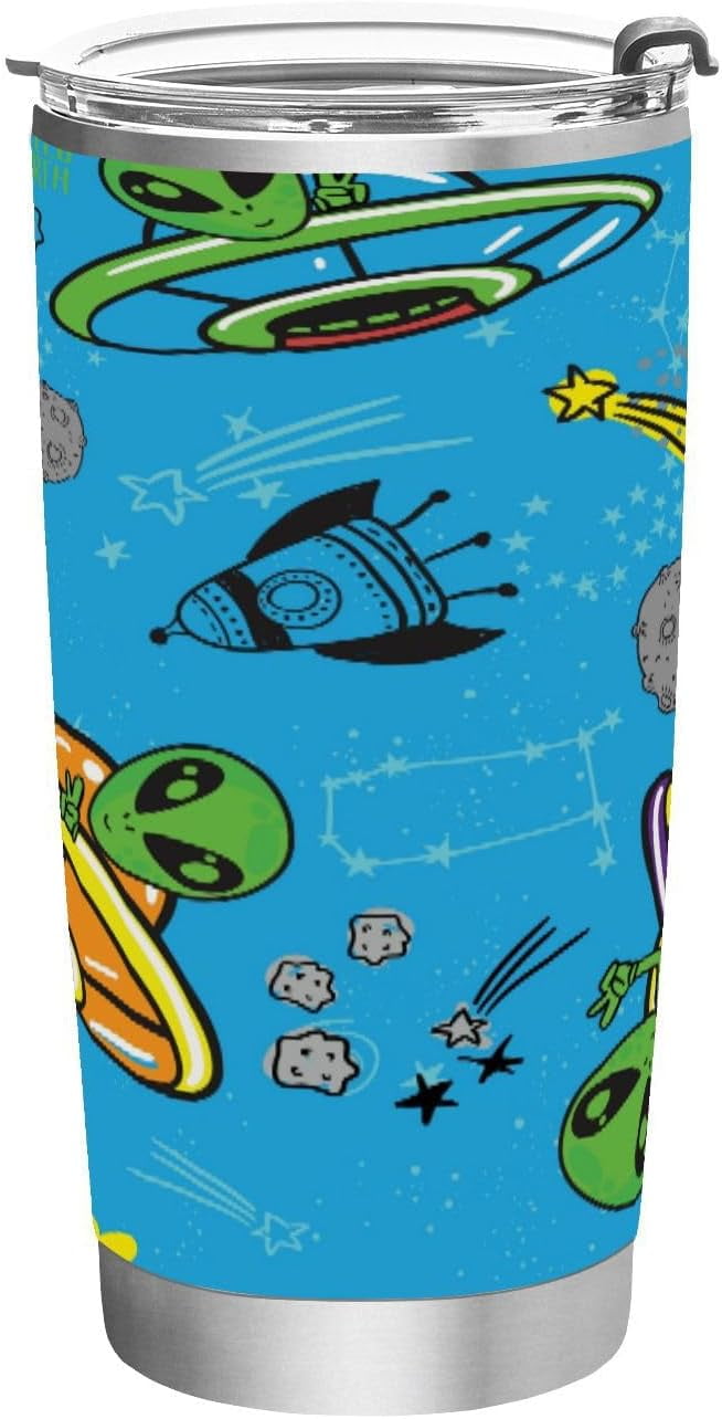 12 Oz Stainless Steel Vacuum Insulated Tumbler Cute Alien Spaceship ...