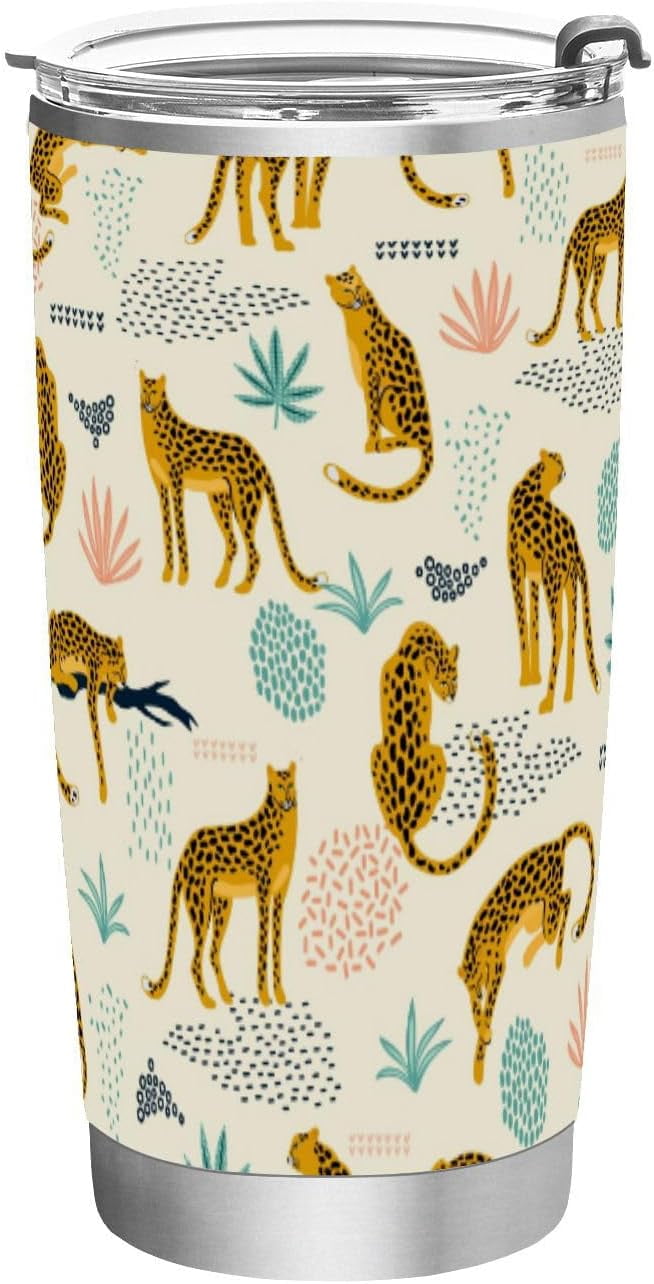 12 Oz Stainless Steel Vacuum Insulated Tumbler Cute Leopard Animal ...