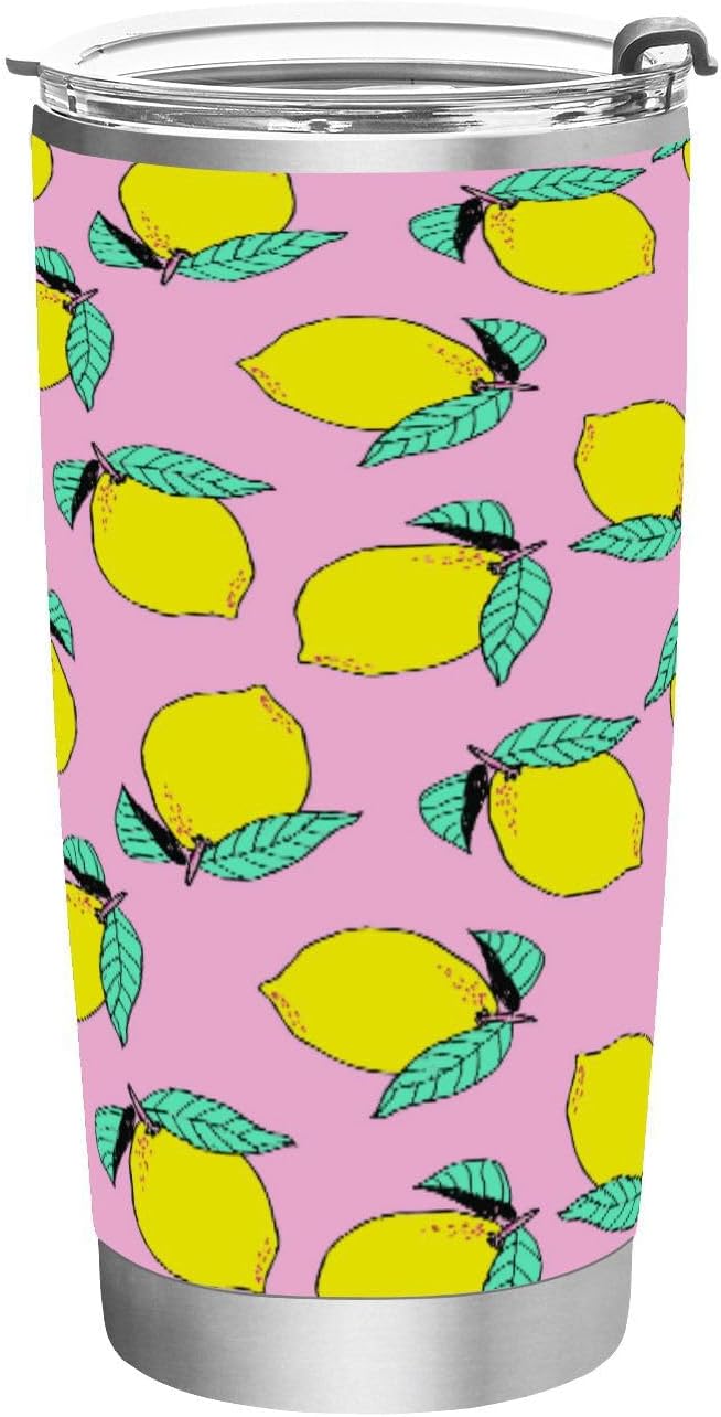 12 Oz Stainless Steel Vacuum Insulated Tumbler Fresh Bright Lemons Pink ...