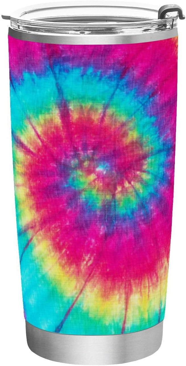 12 Oz Stainless Steel Vacuum Insulated Tumbler Rainbow Tie Dye Swirl ...