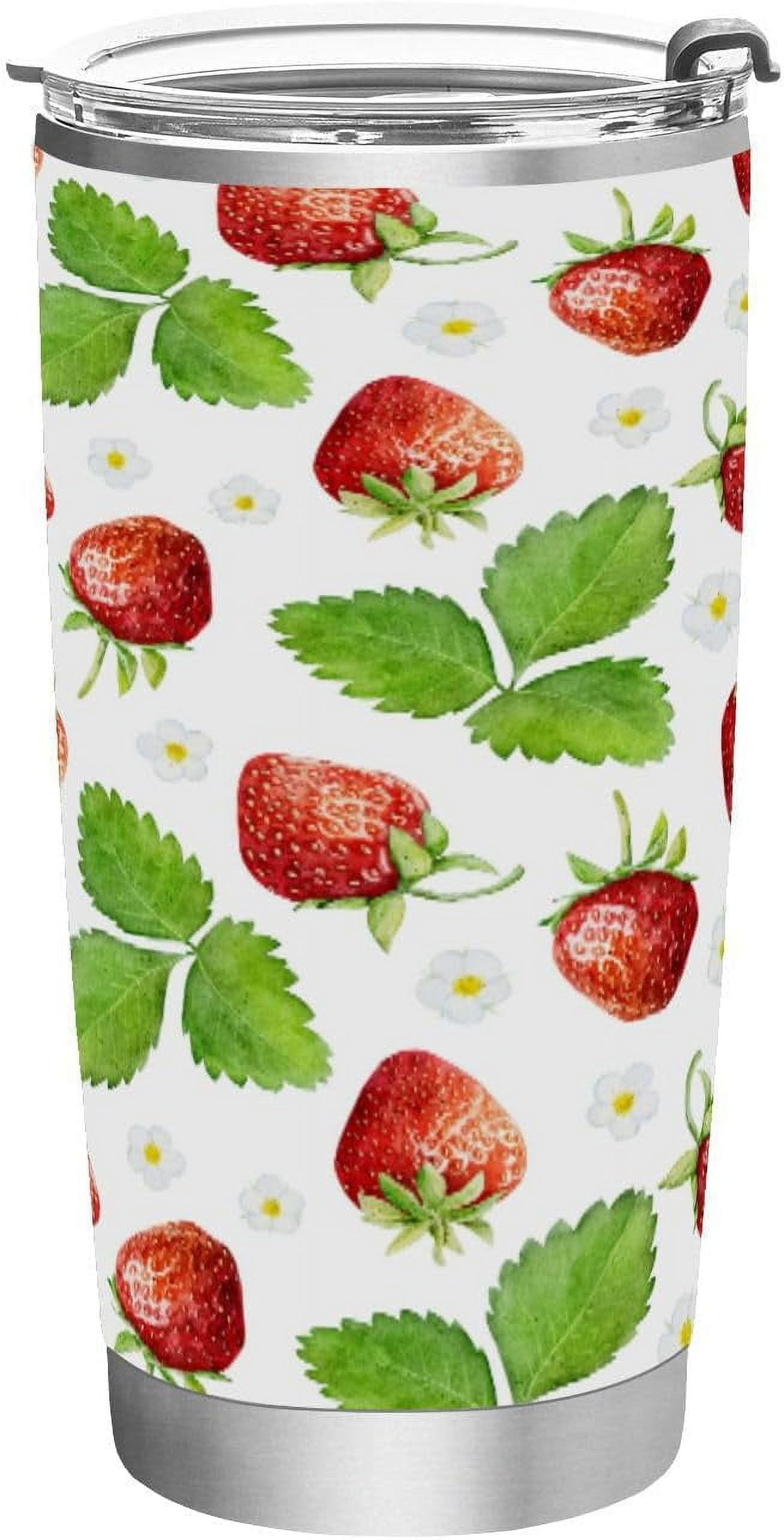 12 Oz Stainless Steel Vacuum Insulated Tumbler Watercolor Strawberry ...