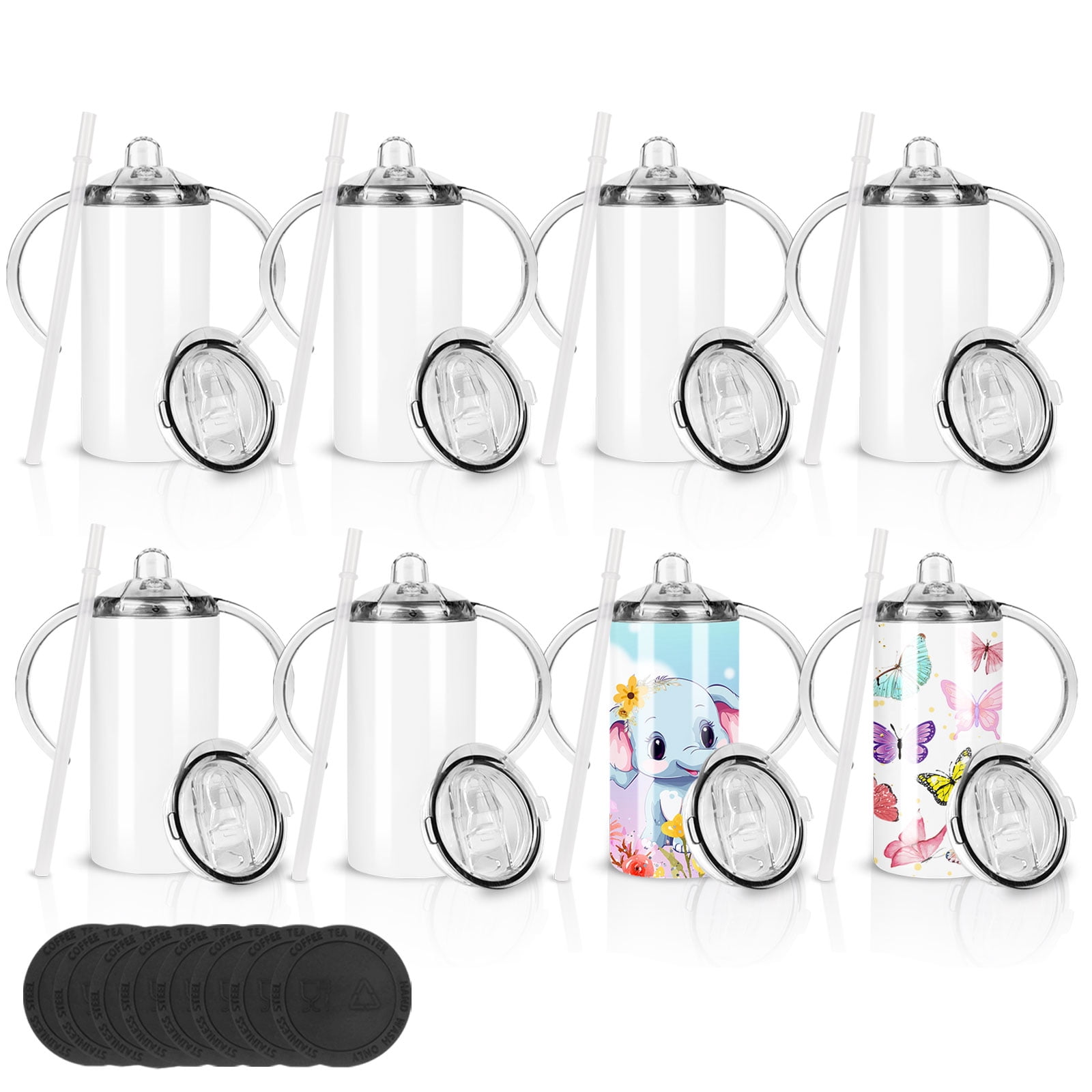 12 Oz Sublimation Sippy Cup Tumblers Blank With Handles, Stainless ...