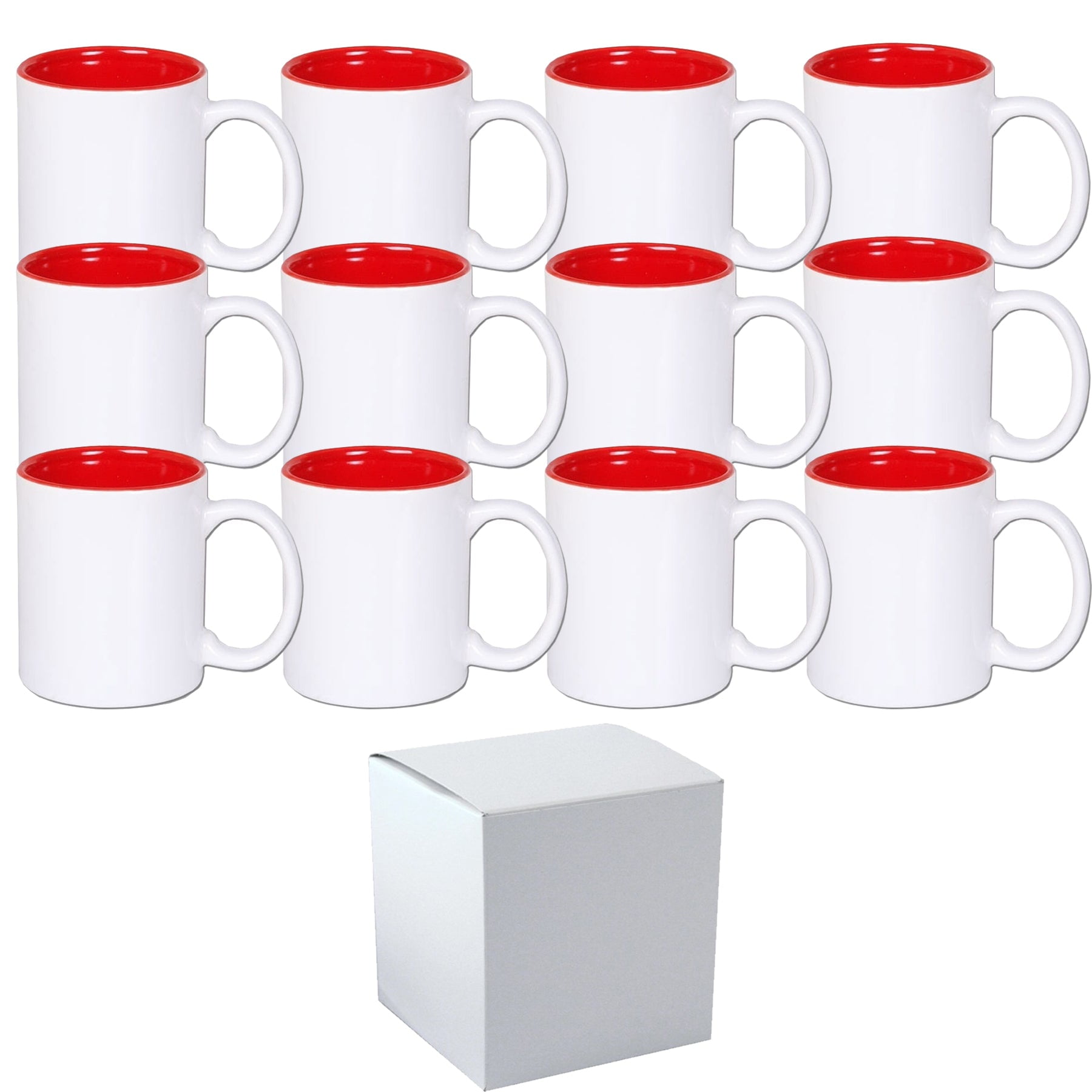 12 PACK 11 oz. Ceramic Mug - RED Two-Tone Sublimation Blank Mugs - RED ...