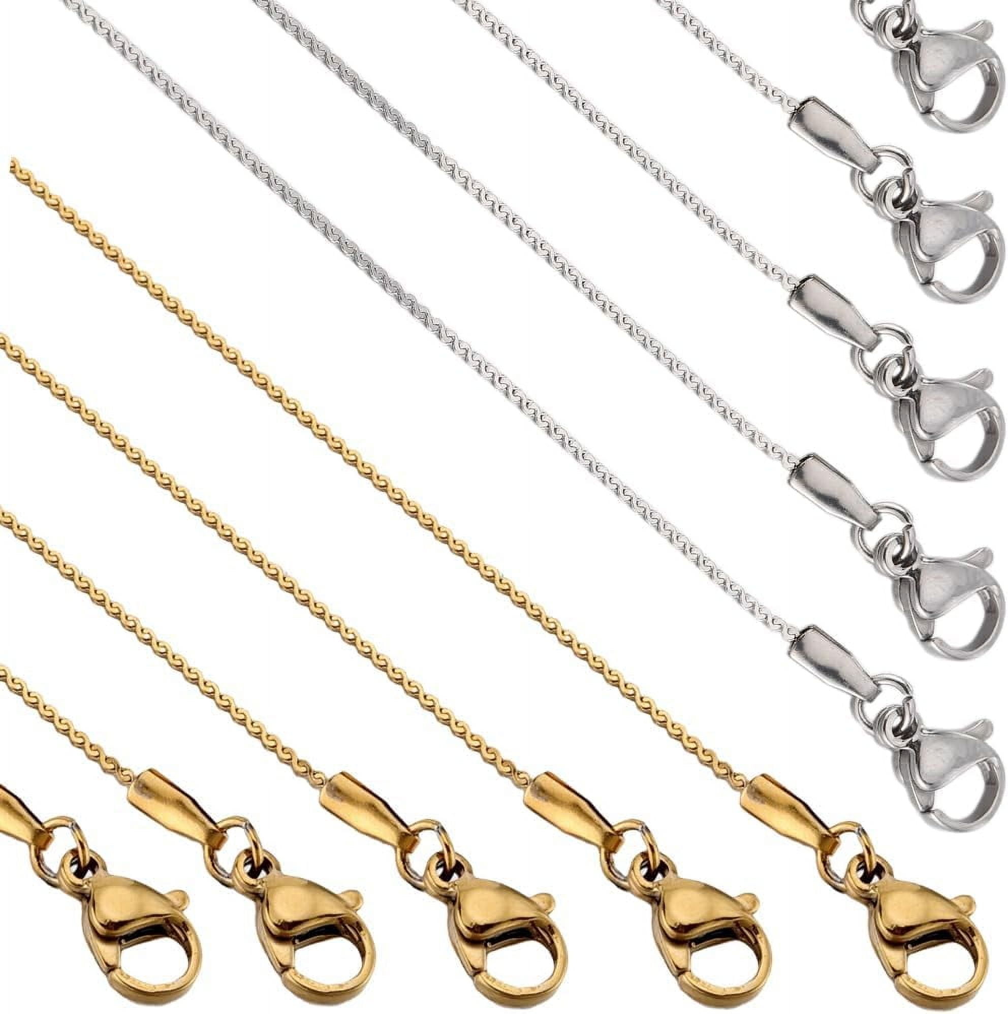 12 PACK 16 Inch/ 0.4m 1mm Stainless Steel Necklace Chains Bulk Necklace ...