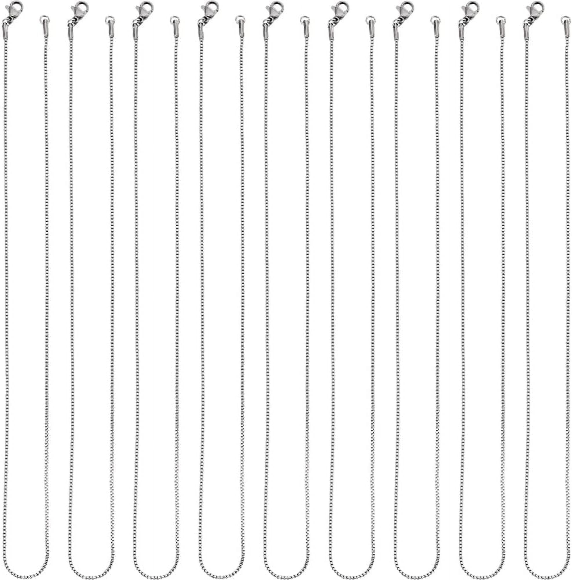 12 PACK 18 Inch/ 0.45m 1mm Stainless Steel Box Chain Bulk Silver Chain ...
