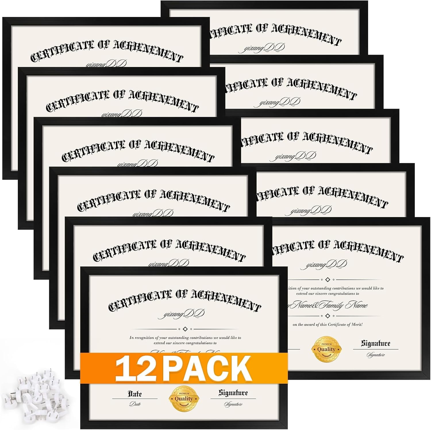 12 PACK Certificate Frames 8.5 x 11, Black Diploma Frame Document Frame ...