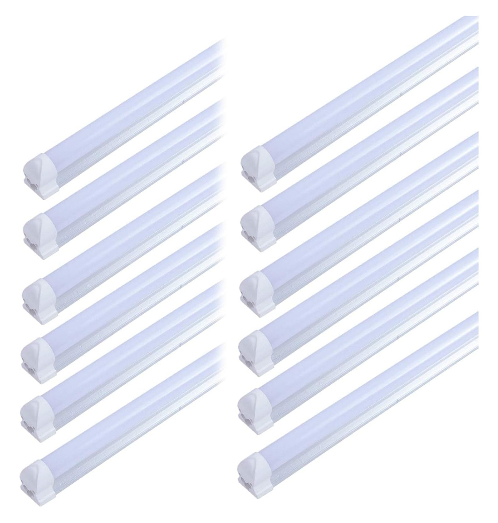 12 PACK T8 LED Integrated Single Fixture,4FT 24W,6500K Super Bright ...