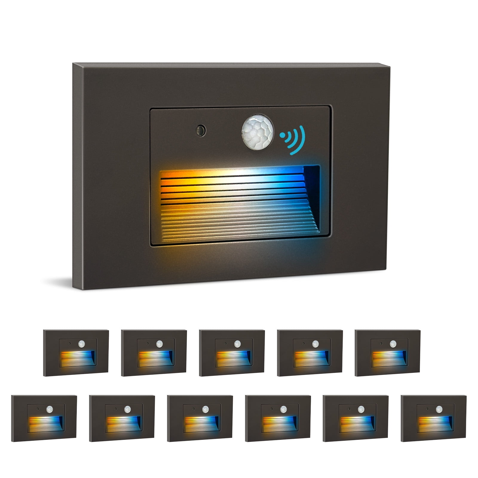 12-PACK motion sensor stair lights，3W 50LM，3000K-5000K 3CCT motion ...