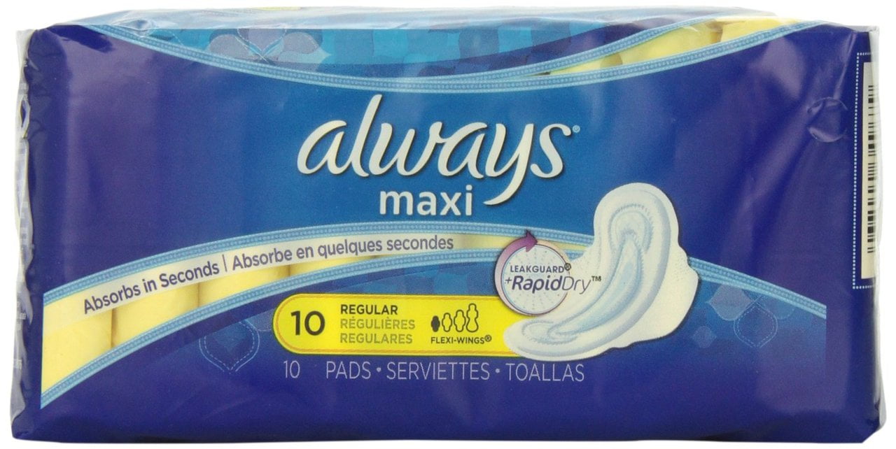 12 PACKS : Always Maxi Thin Regular Pads with Flexi-Wings, 10-Count ...