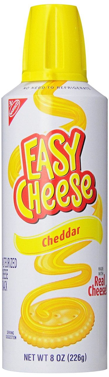 Easy Cheese Cheddar Snack Sauce, 8 oz Canister - 12 Packs Food Box ...