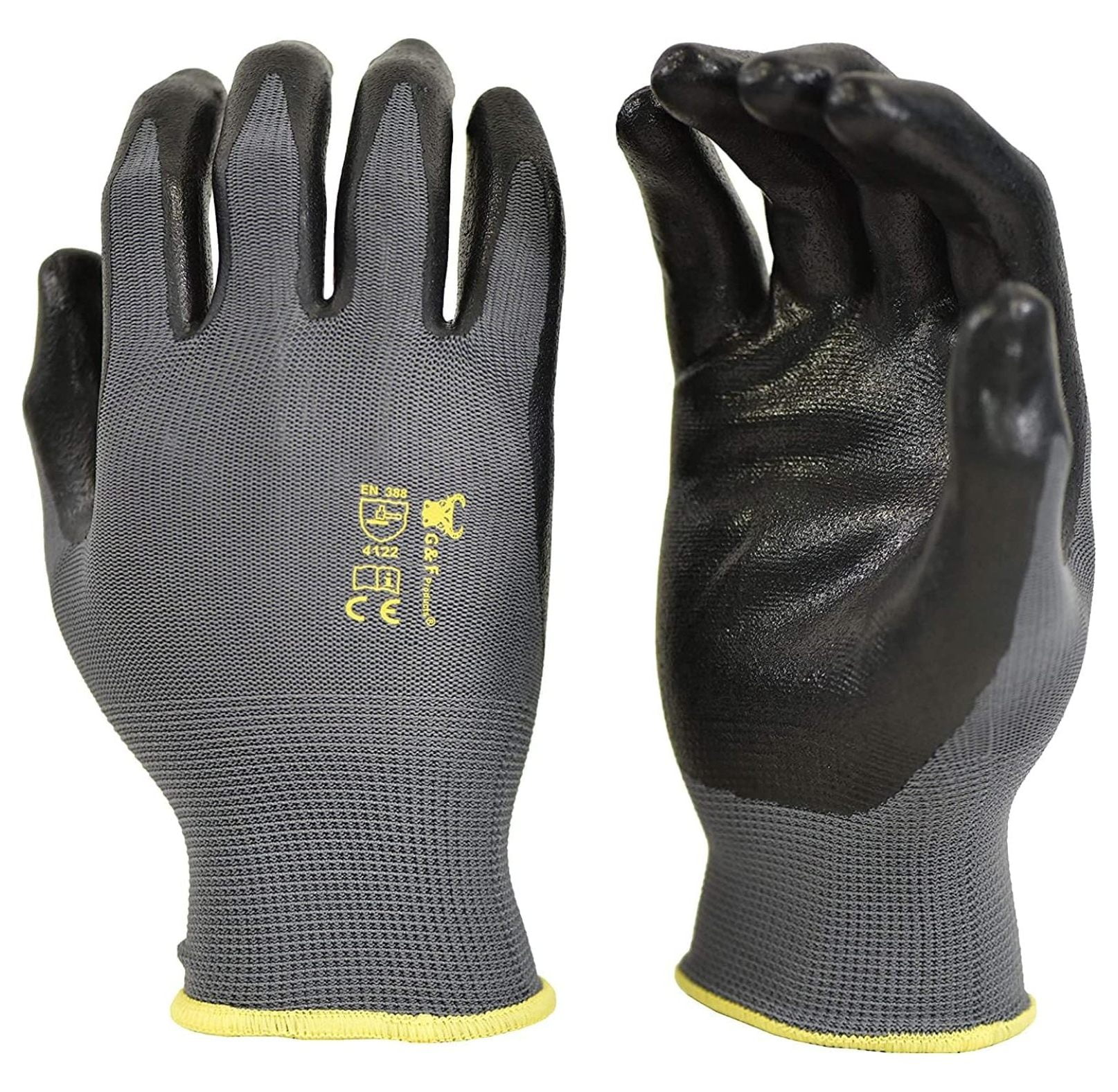 12 PAIRS Mens Working Gloves with Micro Foam Coating - Garden Gloves ...